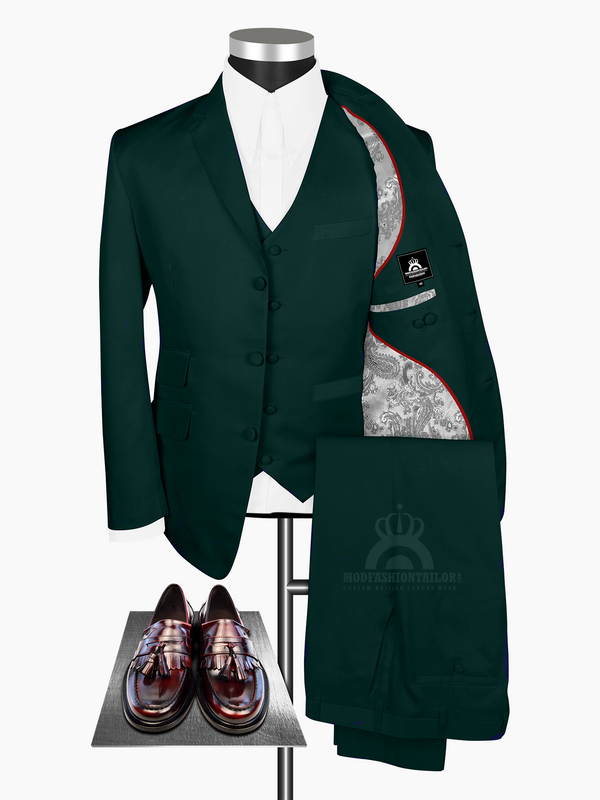 3 Piece Paul Weller Dark Green Mod Suit – Modfashiontailor